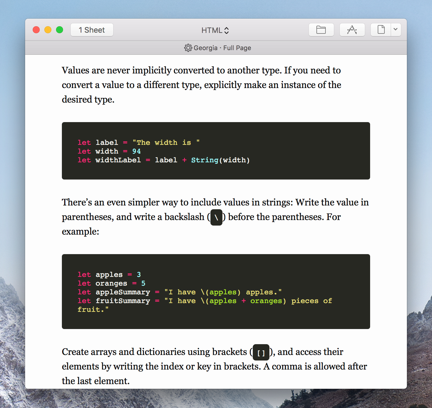 Highlight Code Examples During Export
